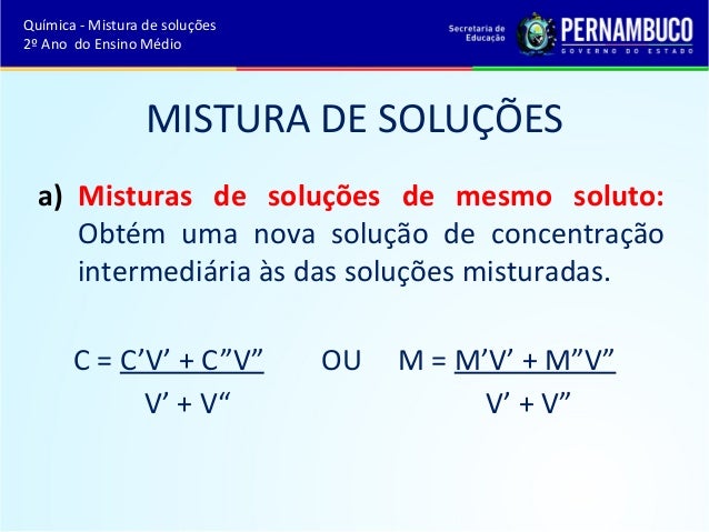 Mistura de soluções