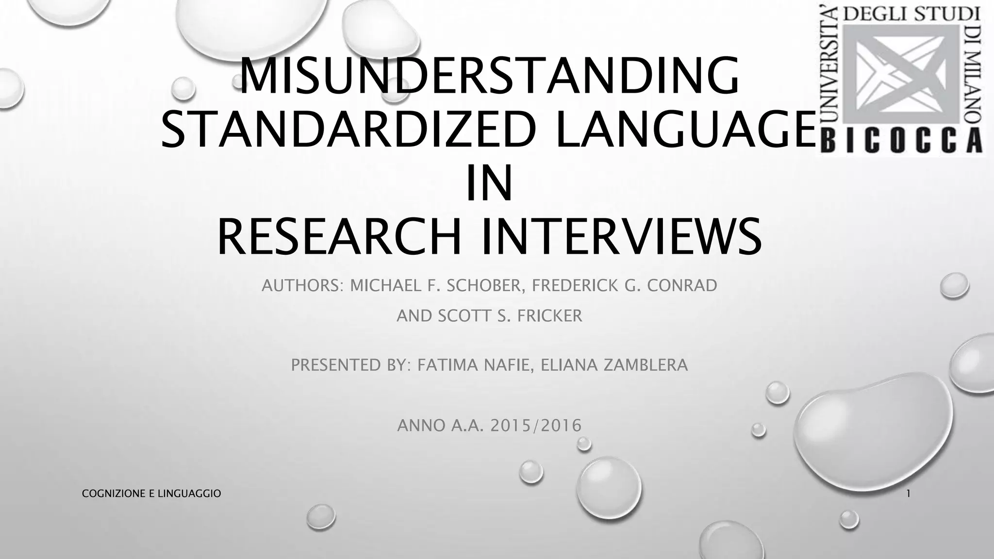 Misunderstanding standardized language in research interviews | PPTX