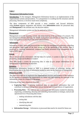 Mis unit 1-converted | PDF