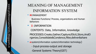 Management Information System by professor sai chandu | PPT | Free Download