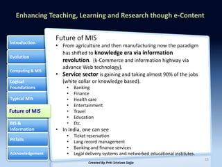 Management Information System MIS Priti Sajja S P University | PDF