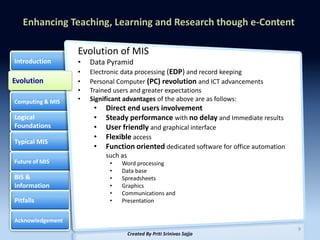 Management Information System MIS Priti Sajja S P University | PDF