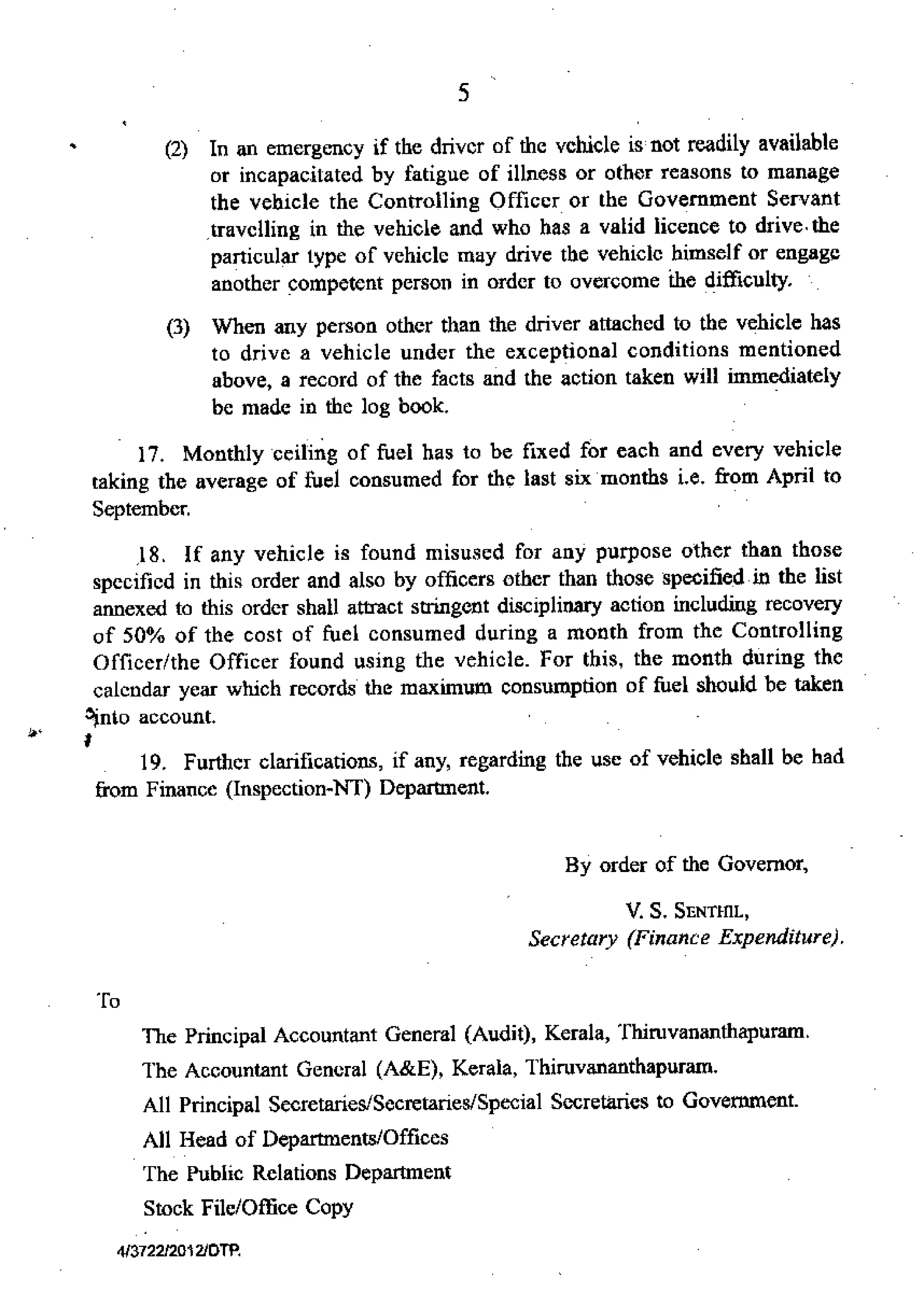 Misuse of Kerala Government Vehicles- Action initiated | PDF