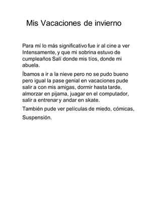 Mis vacaciones de invierno | DOCX