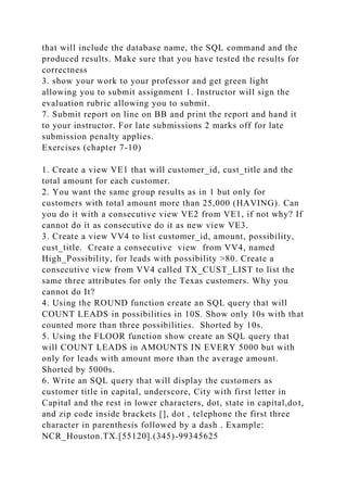 MISY 3331 Advanced Database ConceptsAssignment 3Dr. Sotirios .docx | Databases | Computer ...