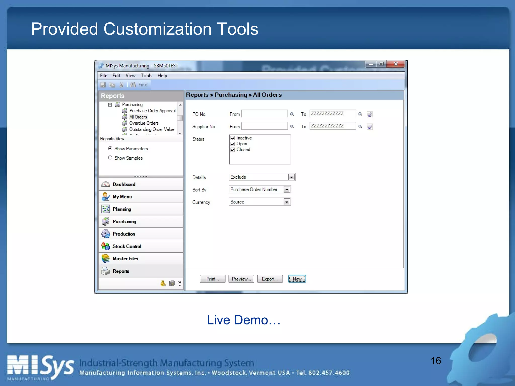 MISys Manufacturing Custom Reporting Overview | PPT