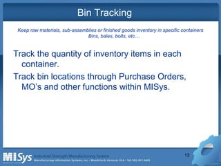 MISys Manufacturing and Sage 300 ERP Overview | PPT