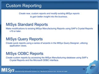 MISys Manufacturing and Sage 300 ERP Overview | PPT