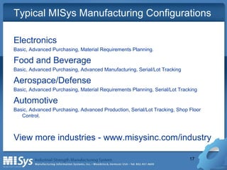 MISys Manufacturing and Sage 300 ERP Overview | PPT