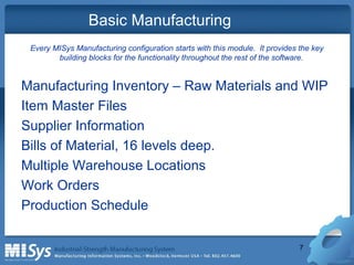 MISys Manufacturing and Sage 300 ERP Overview | PPT