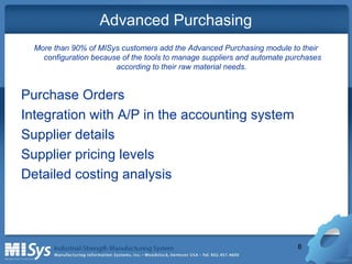 MISys Manufacturing and Sage 300 ERP Overview | PPT