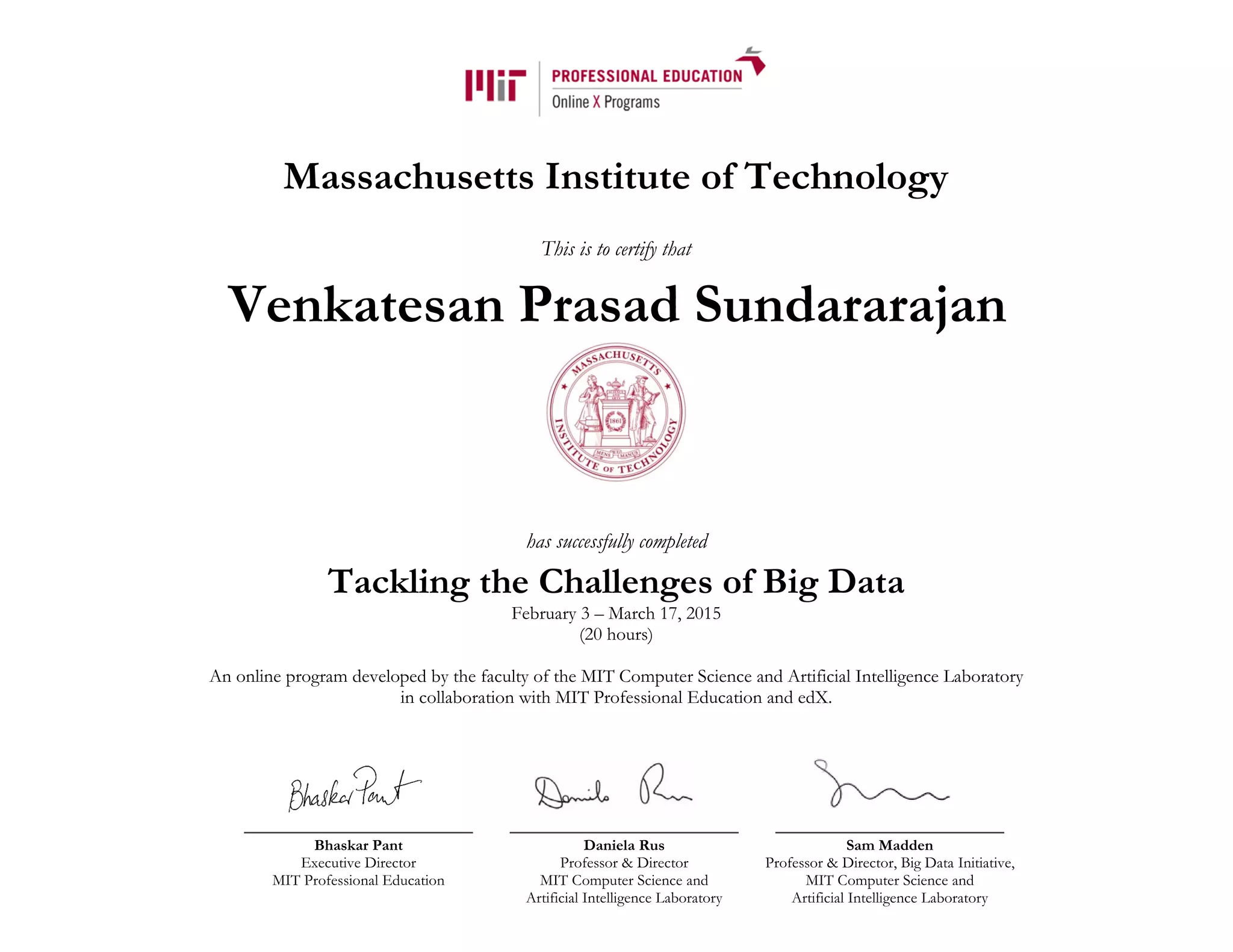 MIT - Big Data Certificate | PPT