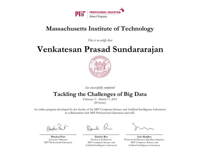 MIT - Big Data Certificate | PPT