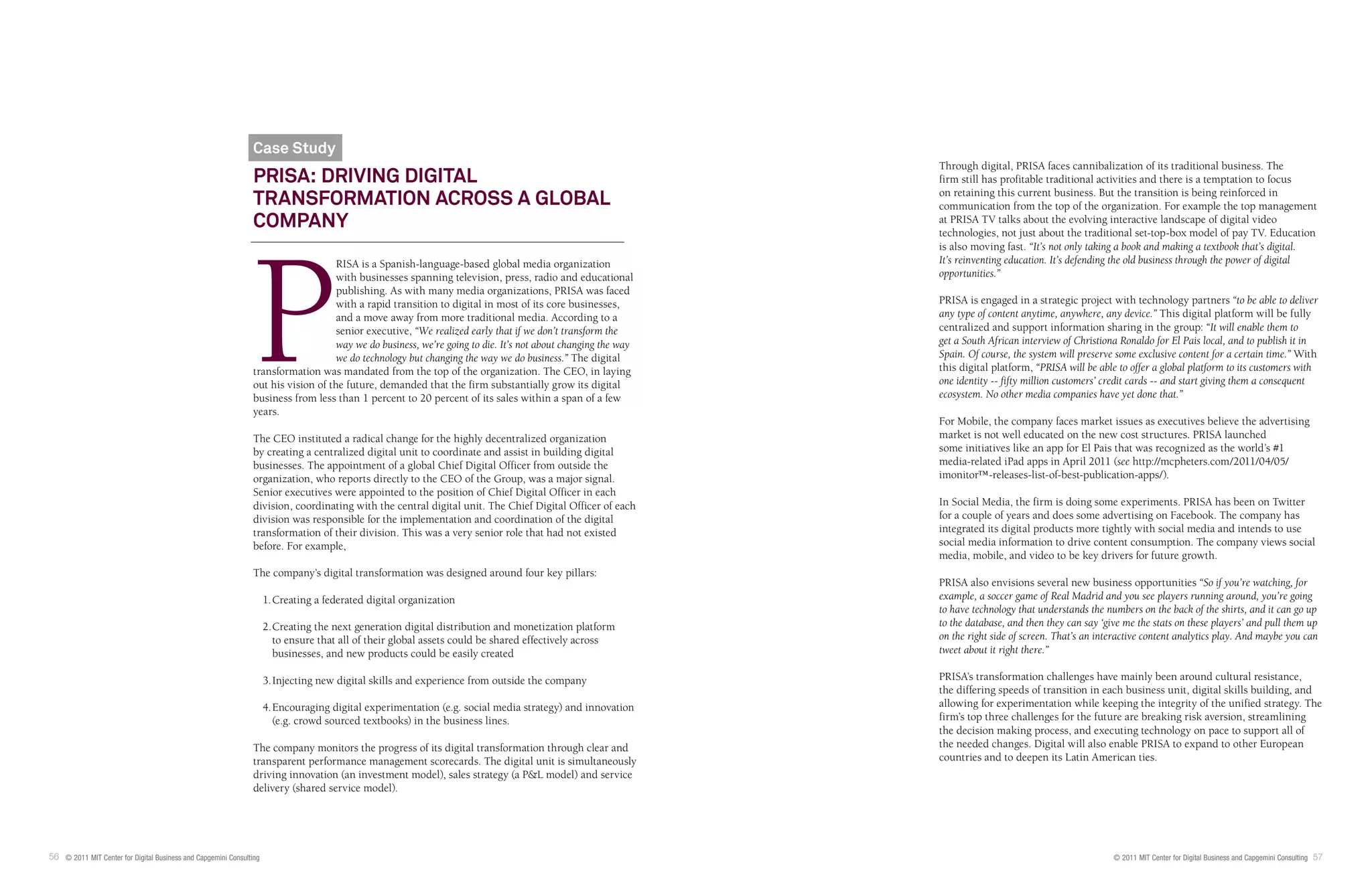 Mit digital transformation a roadmap for billion $ companies 2011 | PDF