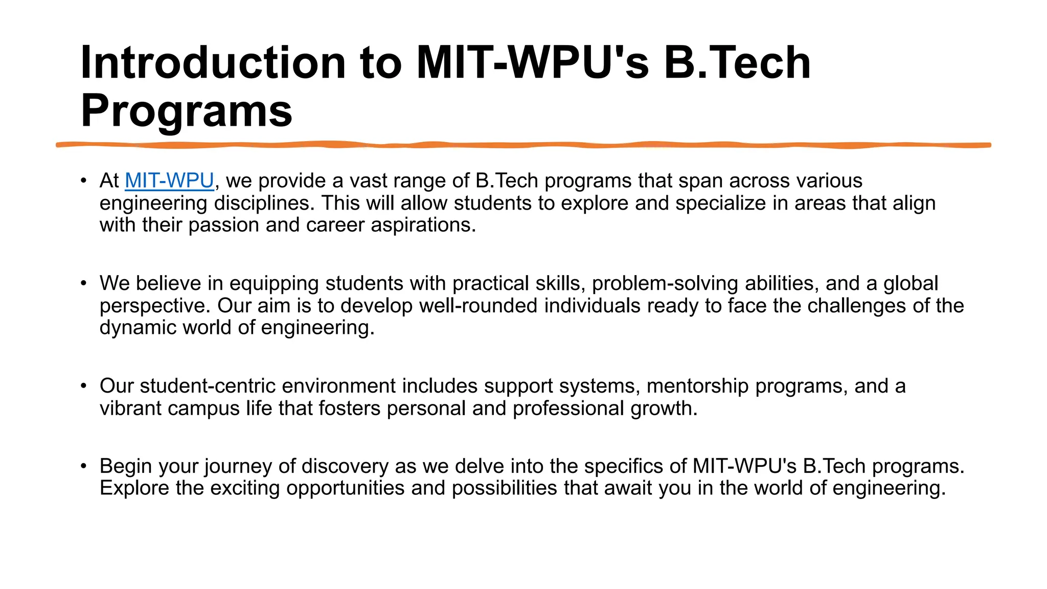 A Deep Dive into MIT-WPU Pune's B.Tech Programs | PPTX | Civil Engineering Industry | Industries