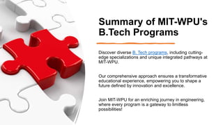 A Deep Dive into MIT-WPU Pune's B.Tech Programs | PPTX | Civil Engineering Industry | Industries