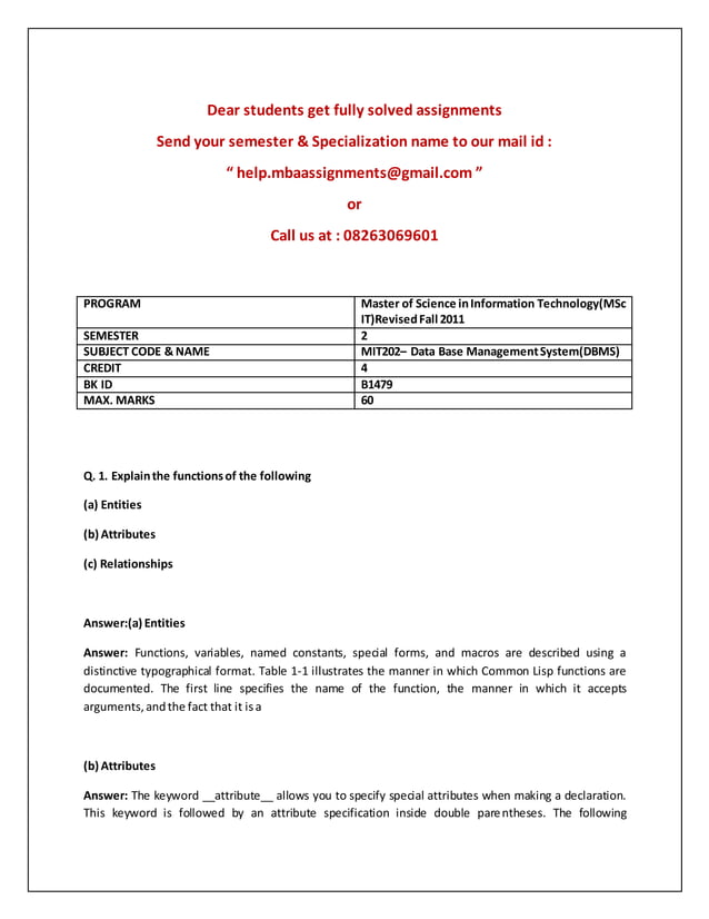 Mit202 data base management system(dbms) | PDF Mit202 data base management system(dbms) | PDF