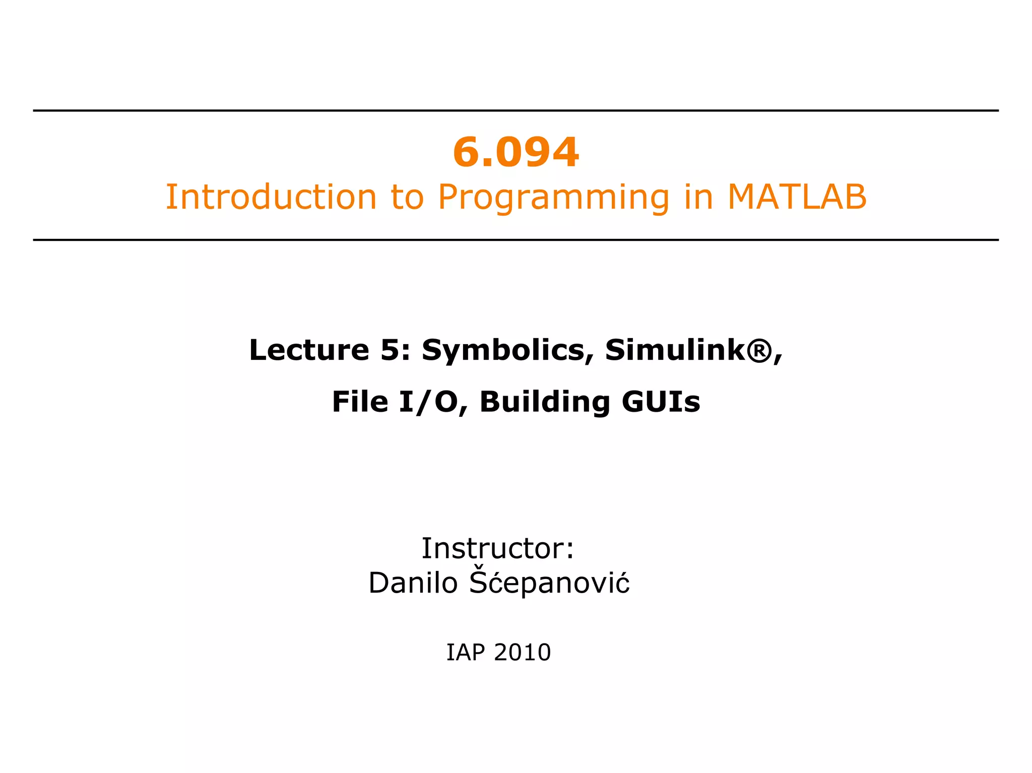 Mit6 094 iap10_lec05 | PPT