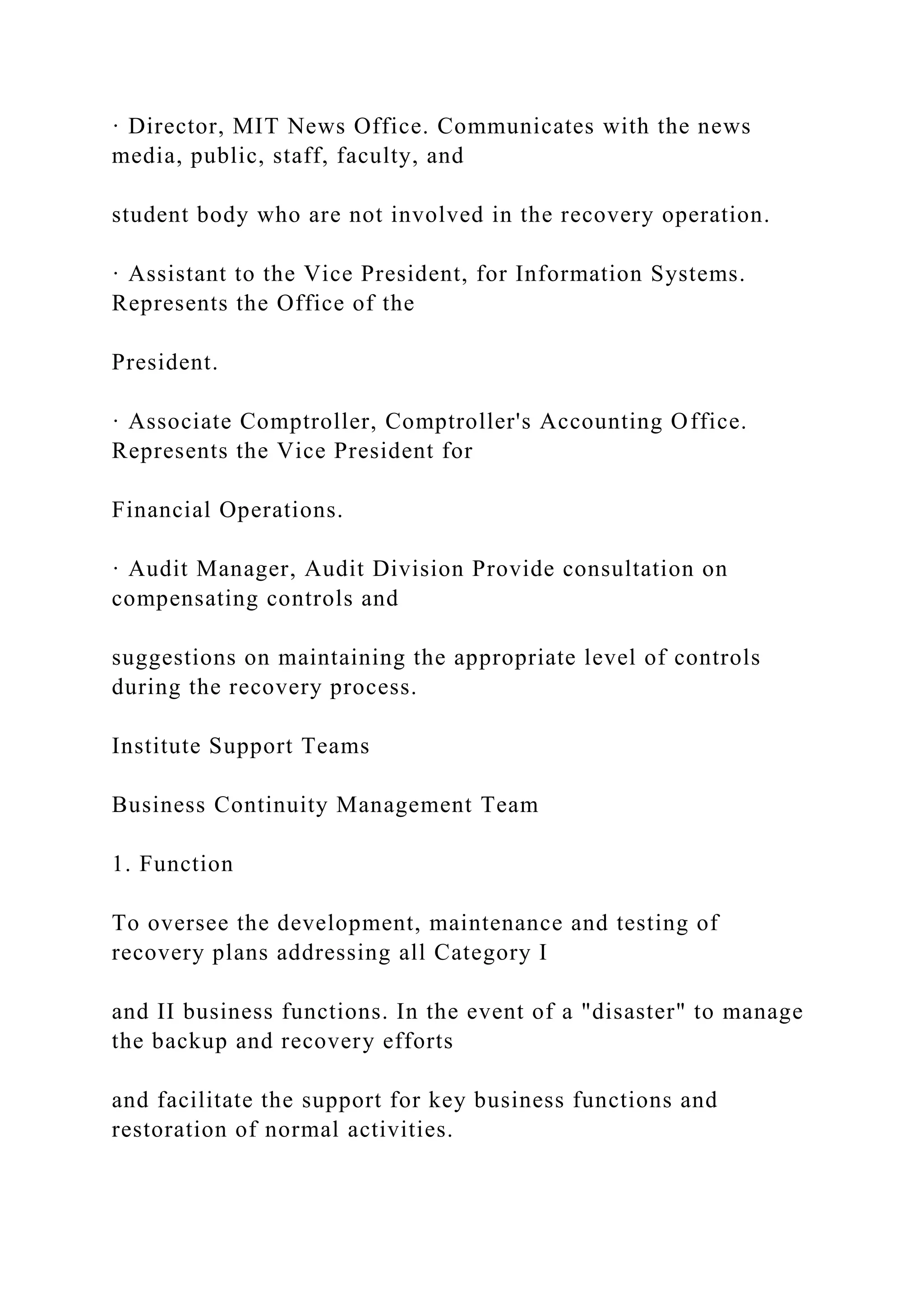 MIT BUSINESS CONTINUITY PLAN This is an external rele.docx