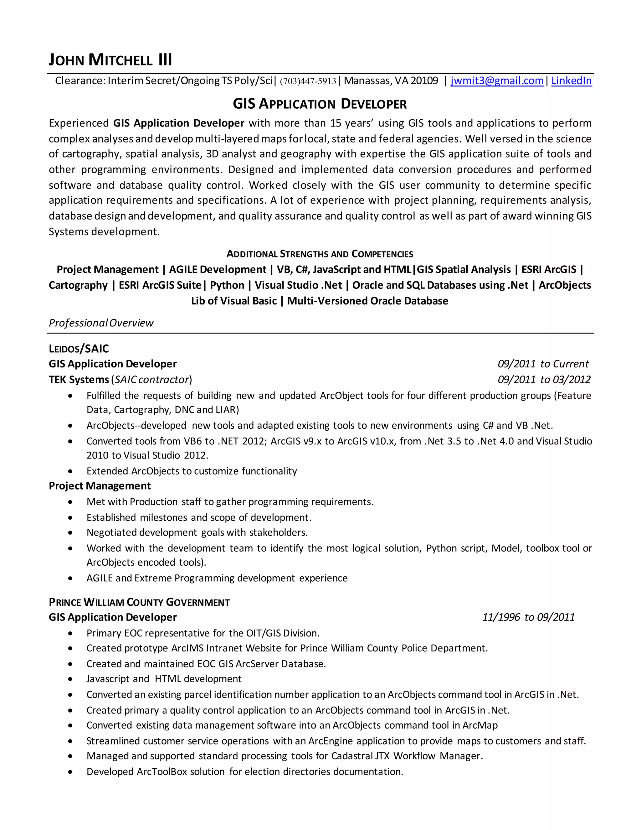 John Mitchell resume | DOCX