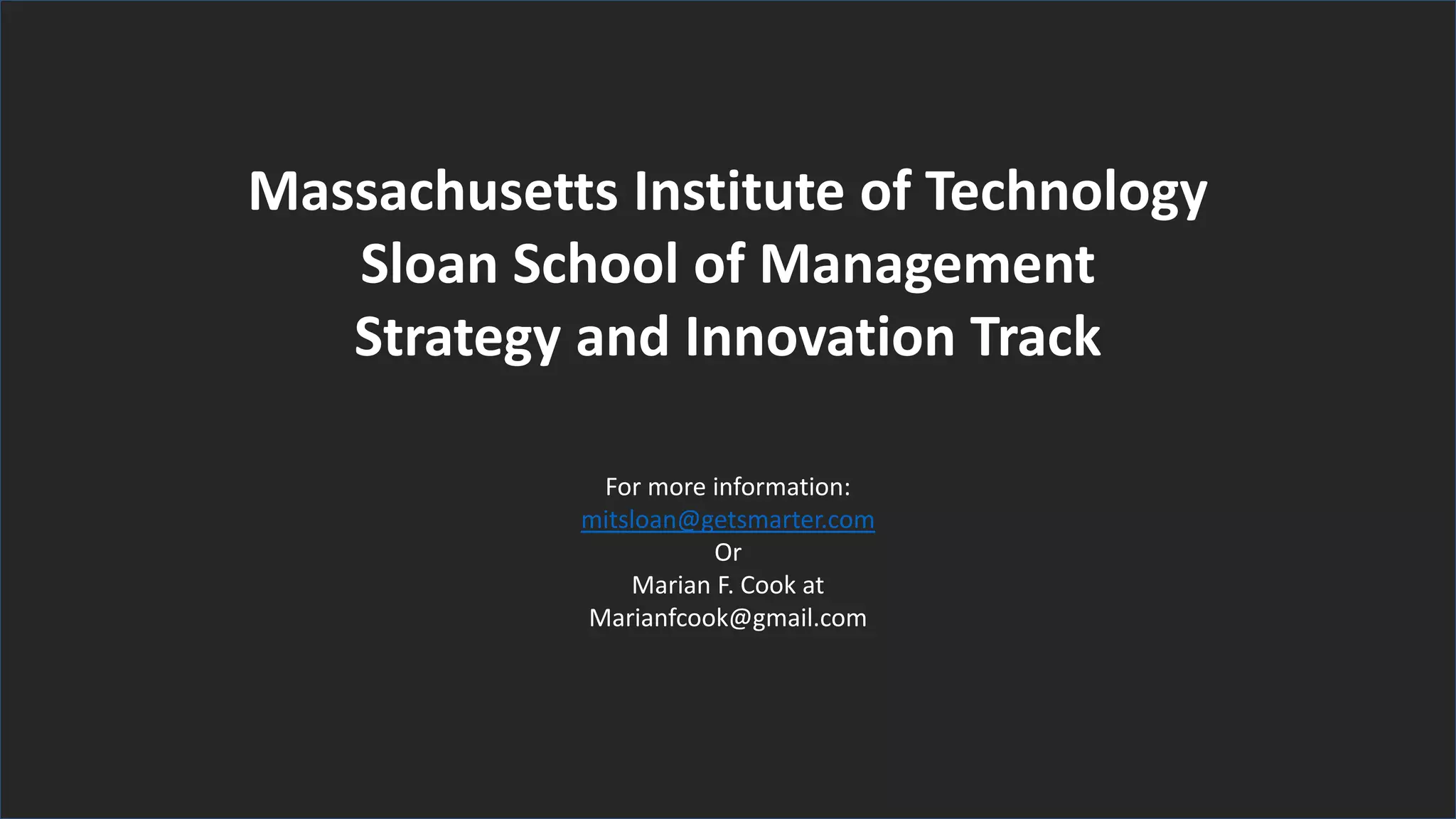 MIT Corporate Innovation Class Overview | PPTX