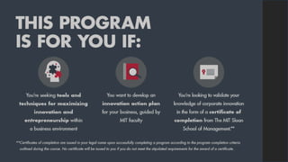 MIT Corporate Innovation Class Overview | PPTX