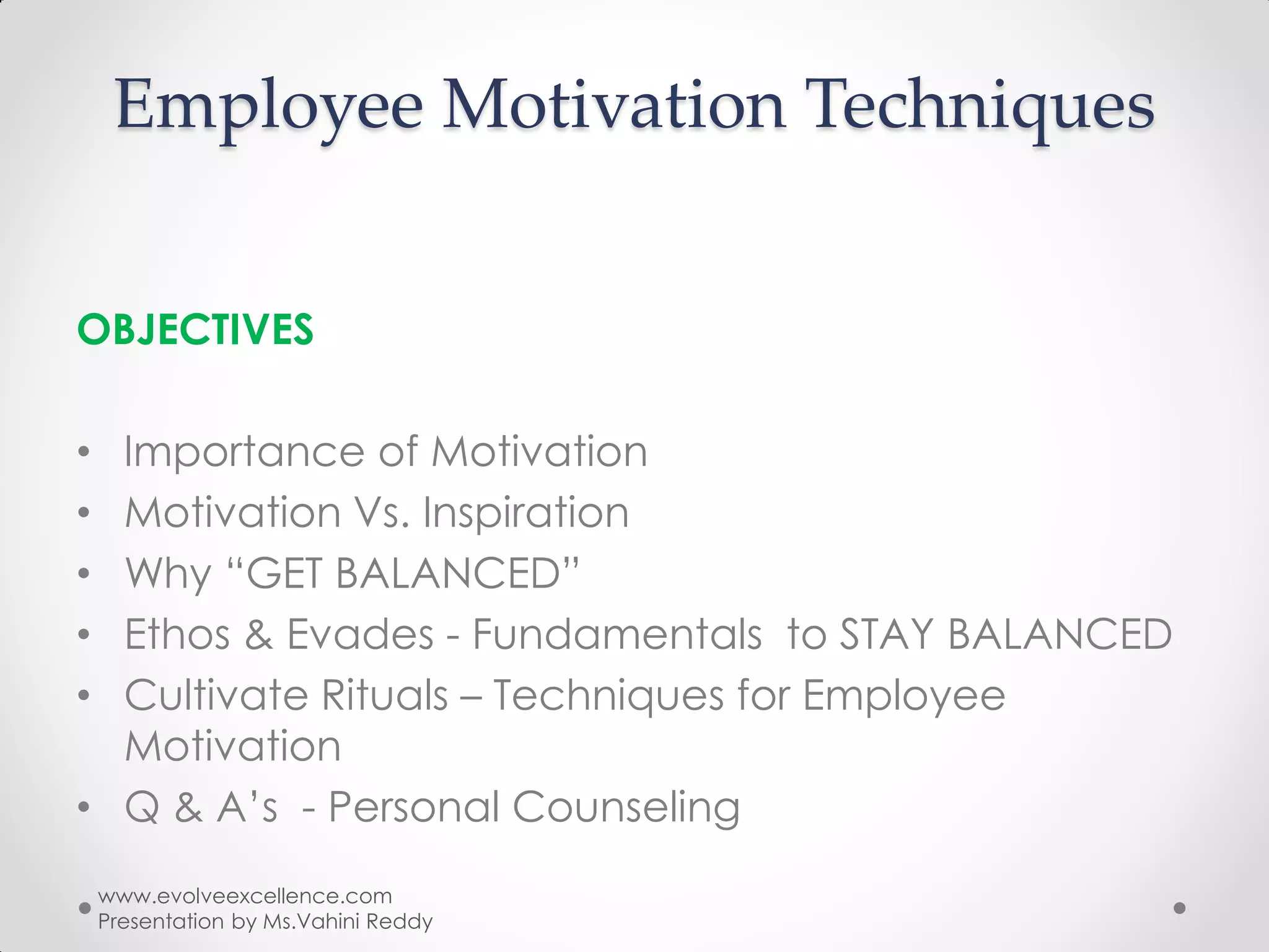 Employee Motivational Techniques | PDF