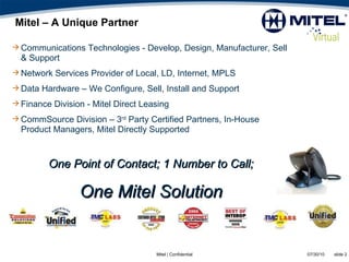 Mitel- unique in the industry | PPT
