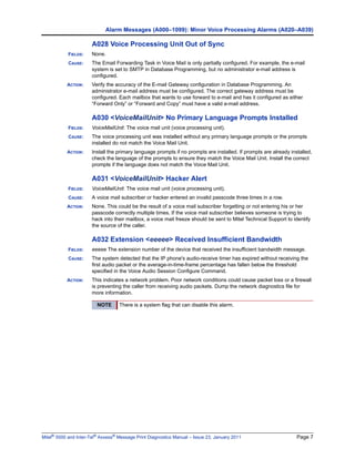 Mitel 5000 error logs - DENWA's guide | PDF