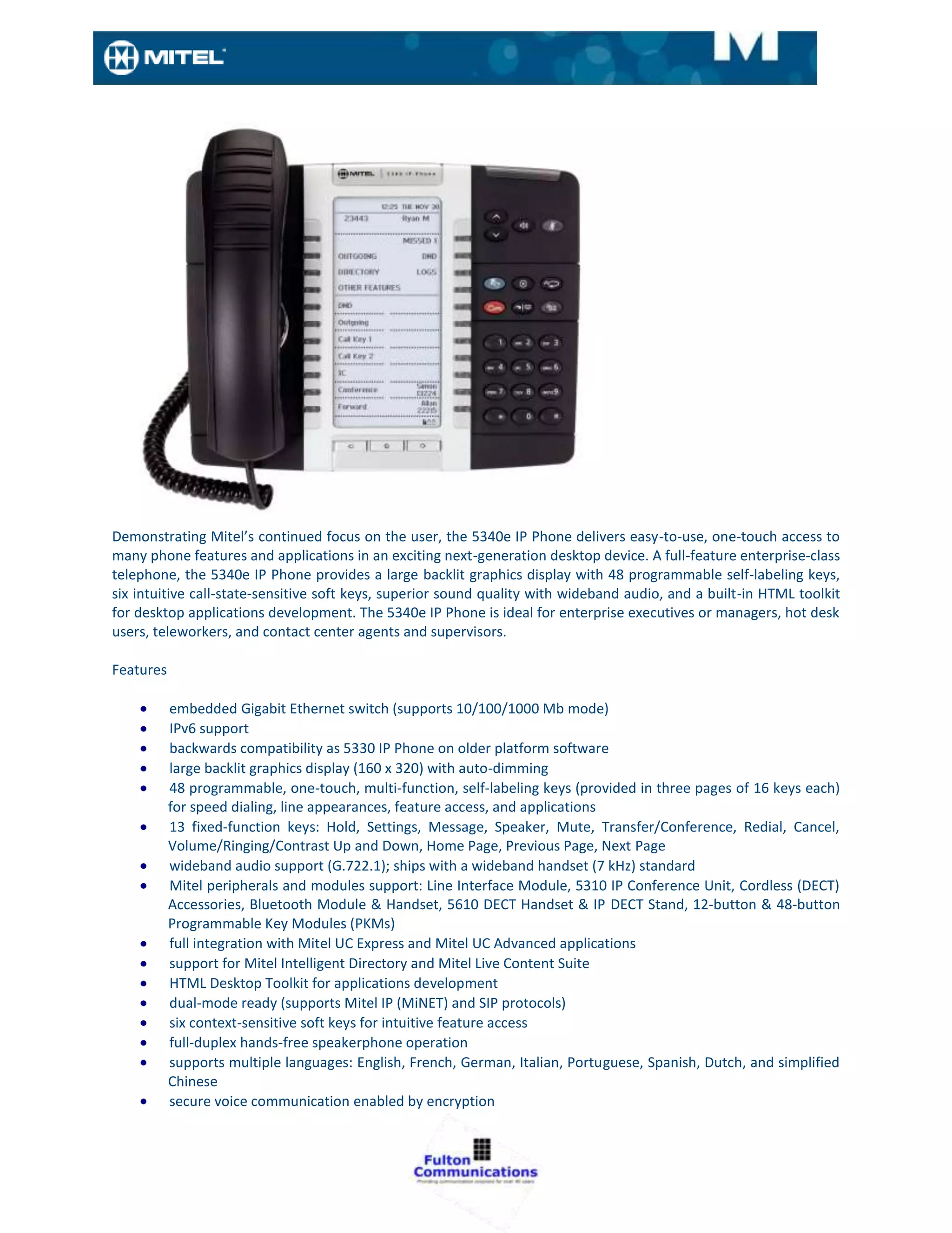 Mitel Telephones & Appliances 2013 | DOC