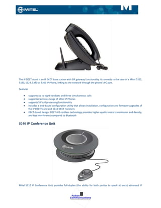 Mitel Telephones & Appliances 2013 | DOC