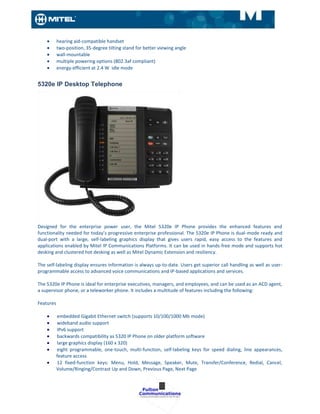Mitel Telephones & Appliances 2013 | DOC