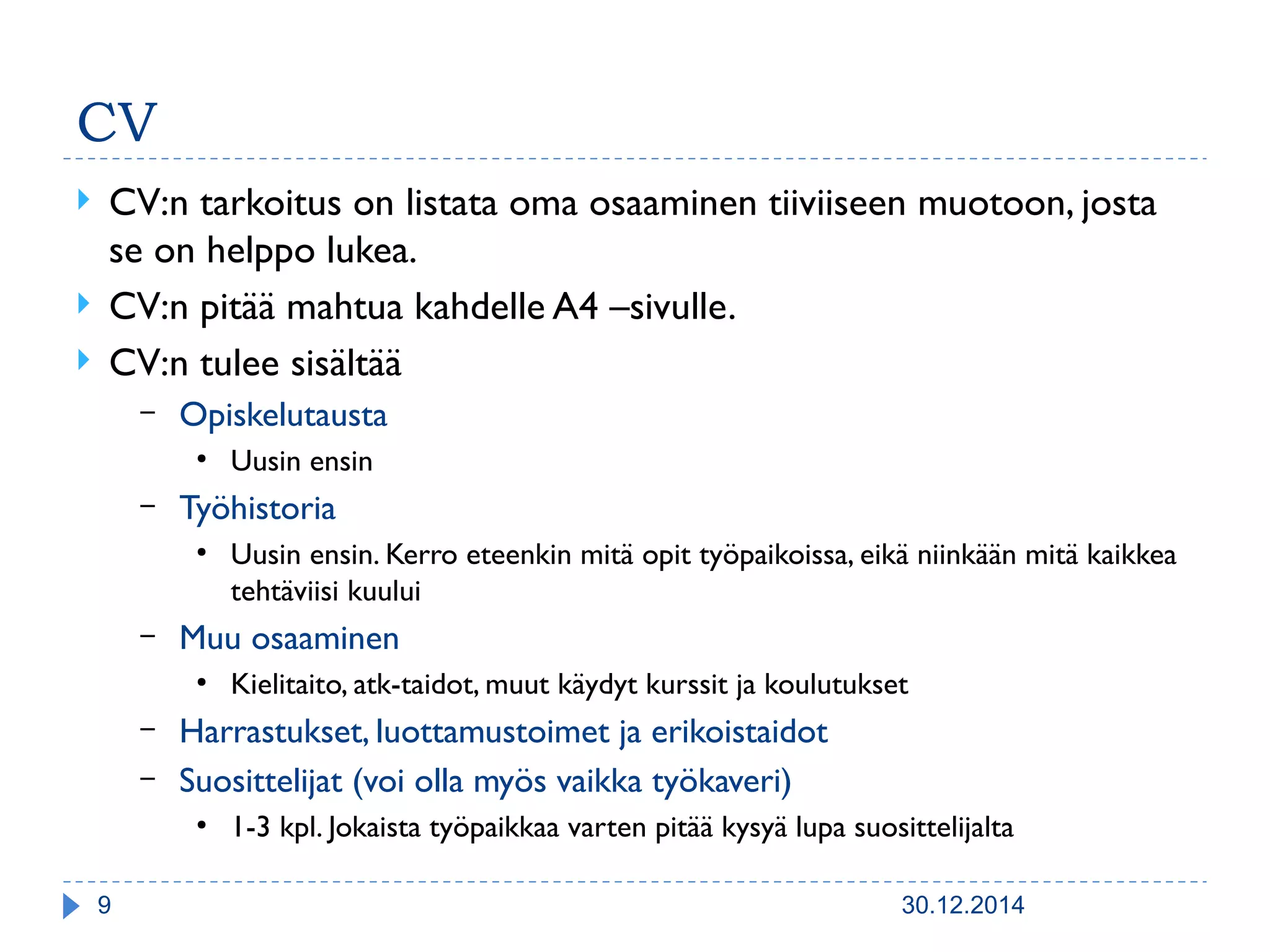 Miten luoda hyvä CV osa 1: Perinteinen CV | PDF