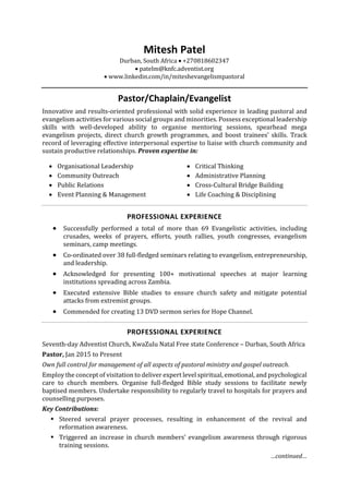 Mitesh cv 2018 | PDF | Christianity | Religion & Spirituality