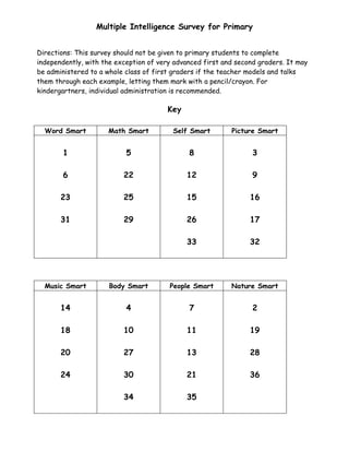 1.2. MULTIPLE INTELLIGENCES SURVEY | PDF
