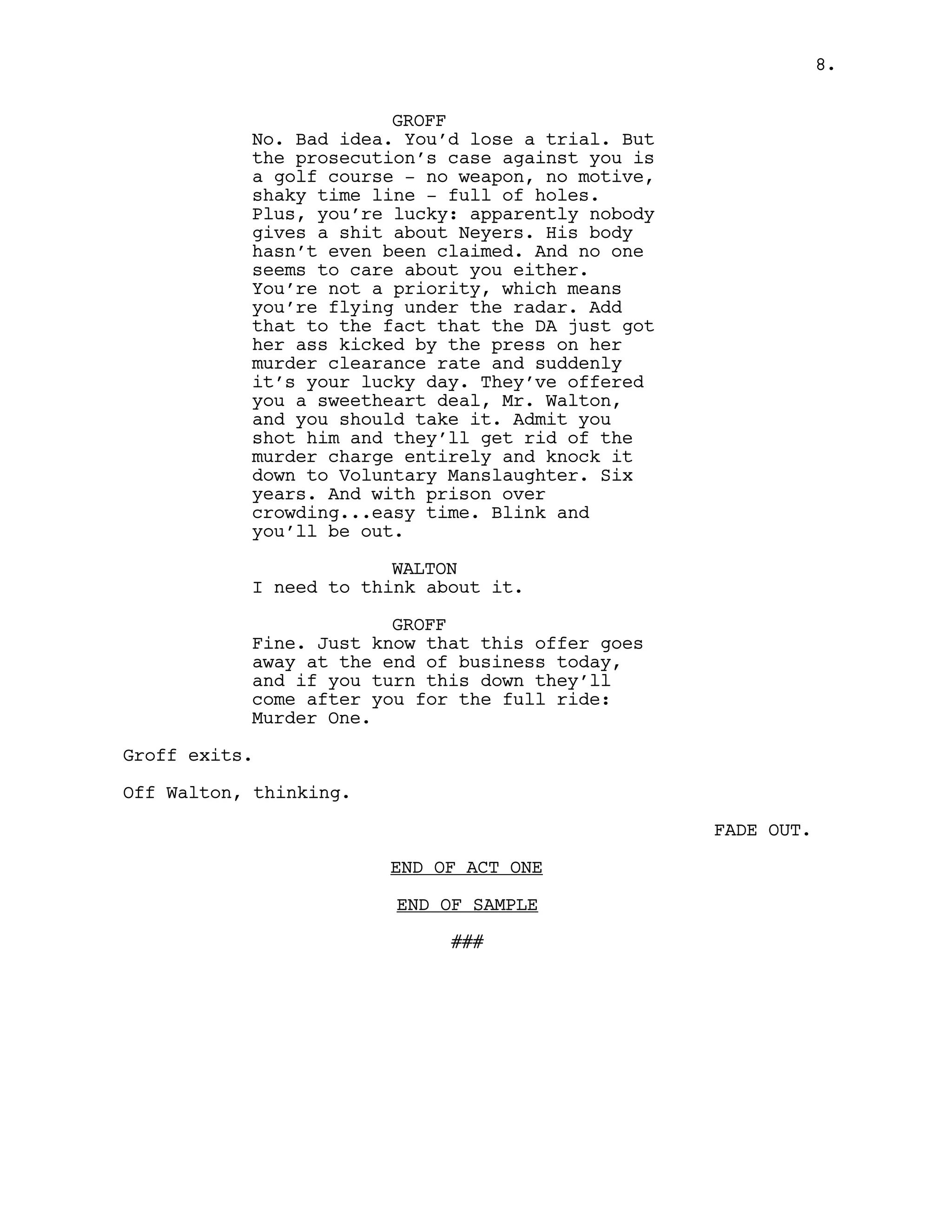 Murder in the First - TNT (Script Preview) | PDF