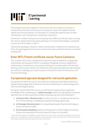 MIT Fintech / Commerce Certificate Program | PDF