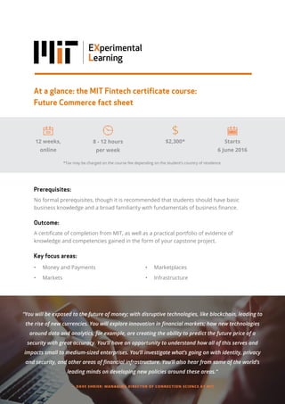 MIT Fintech / Commerce Certificate Program | PDF