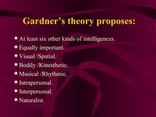 MI Theory | PPT | Educational Assessment | Education