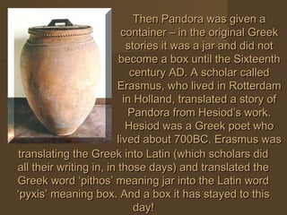 Miths and legends: Pandora's Box | PPT