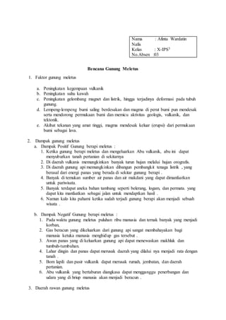 Mitigasi bencana gunung meletus | DOCX