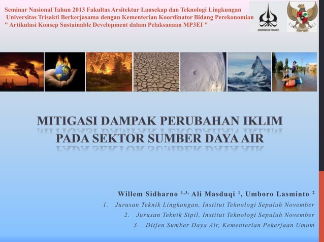 Kajian Mitigasi dampak perubahan iklim pada Sektor Sumber Daya Air | PPTX