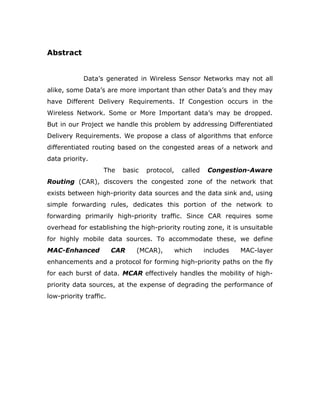 Mitigating performance degradation in congested sensor networks(synopsis) | DOC | Internet of ...