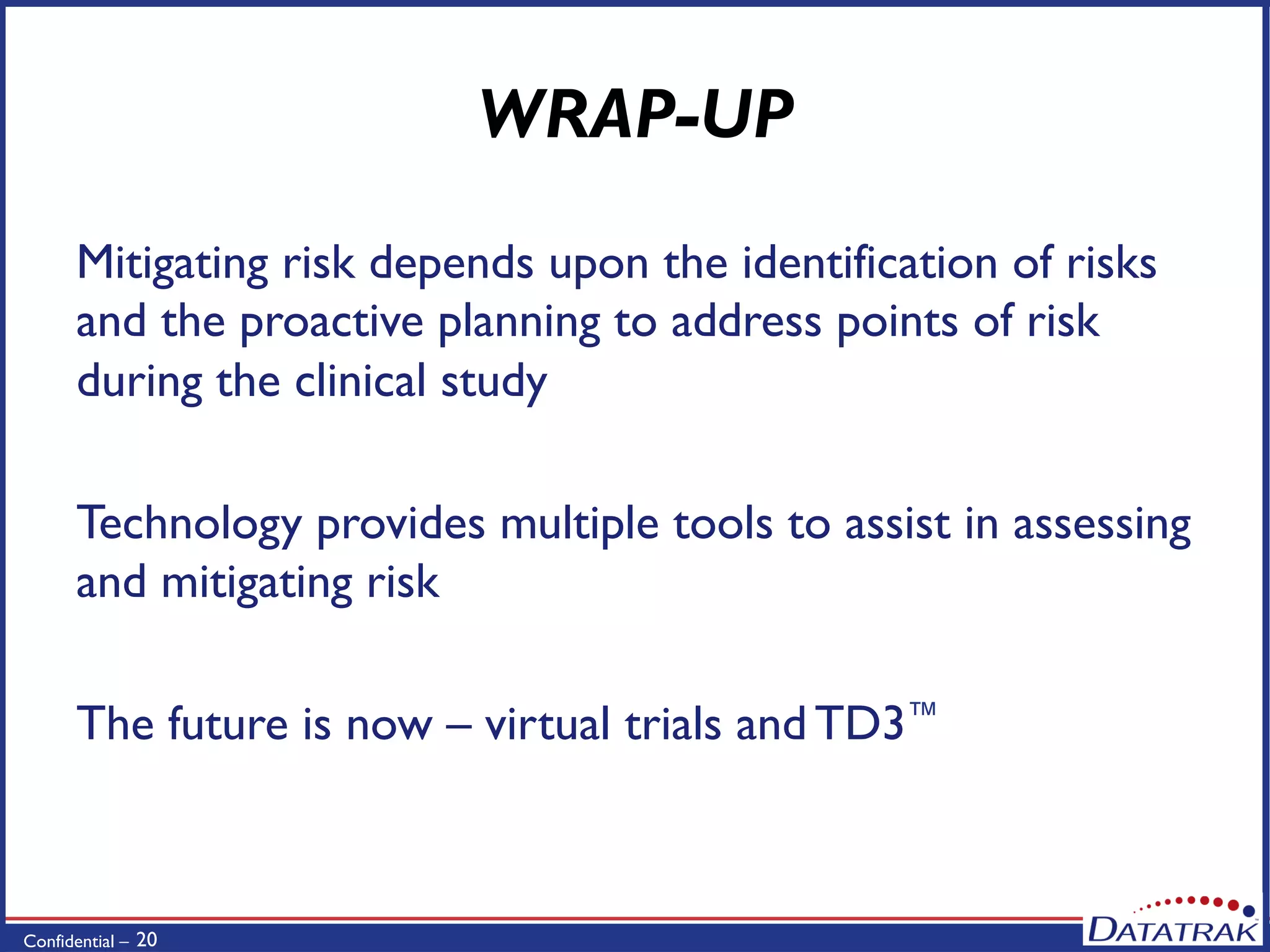 Mitigating Risks in Clinical Studies | PDF
