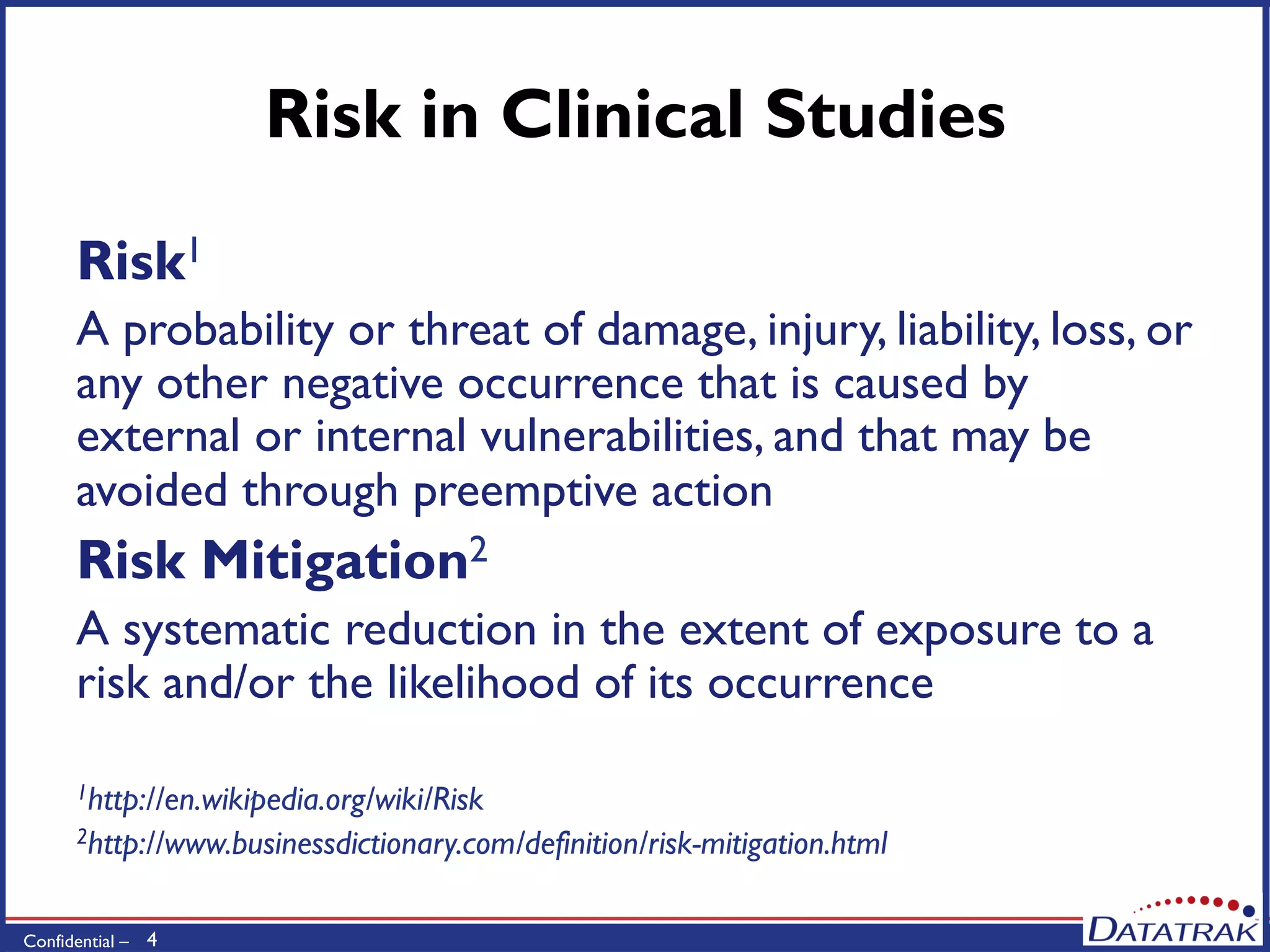 Mitigating Risks in Clinical Studies | PDF