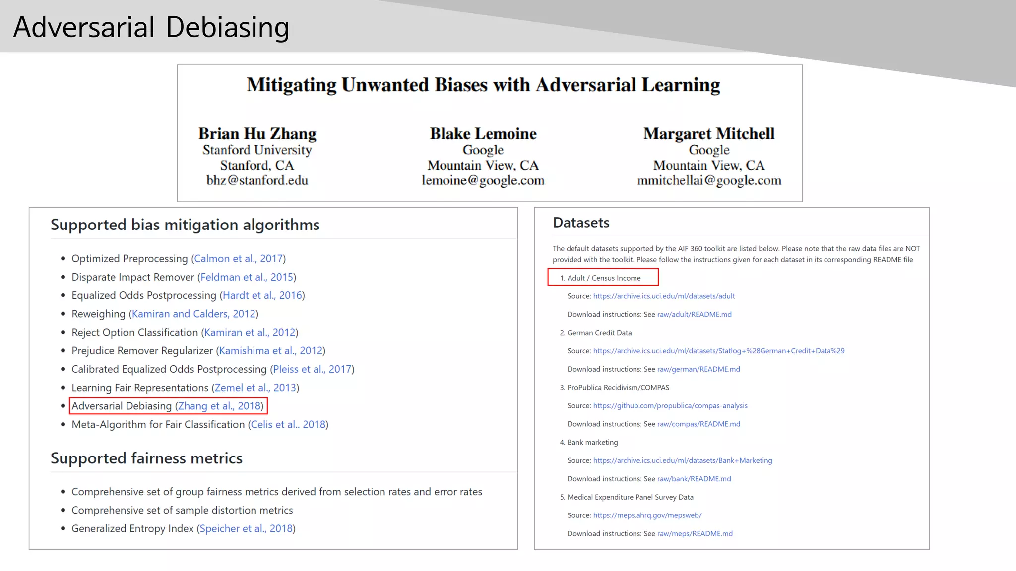 Mitigating unwanted biases with adversarial learning | PPT