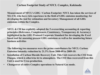 Mitigation of GHE by carbon capture at NFCL,Kakinada.ppt