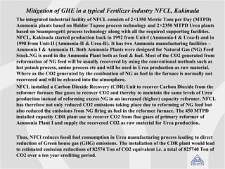 Mitigation of GHE by carbon capture at NFCL,Kakinada.ppt