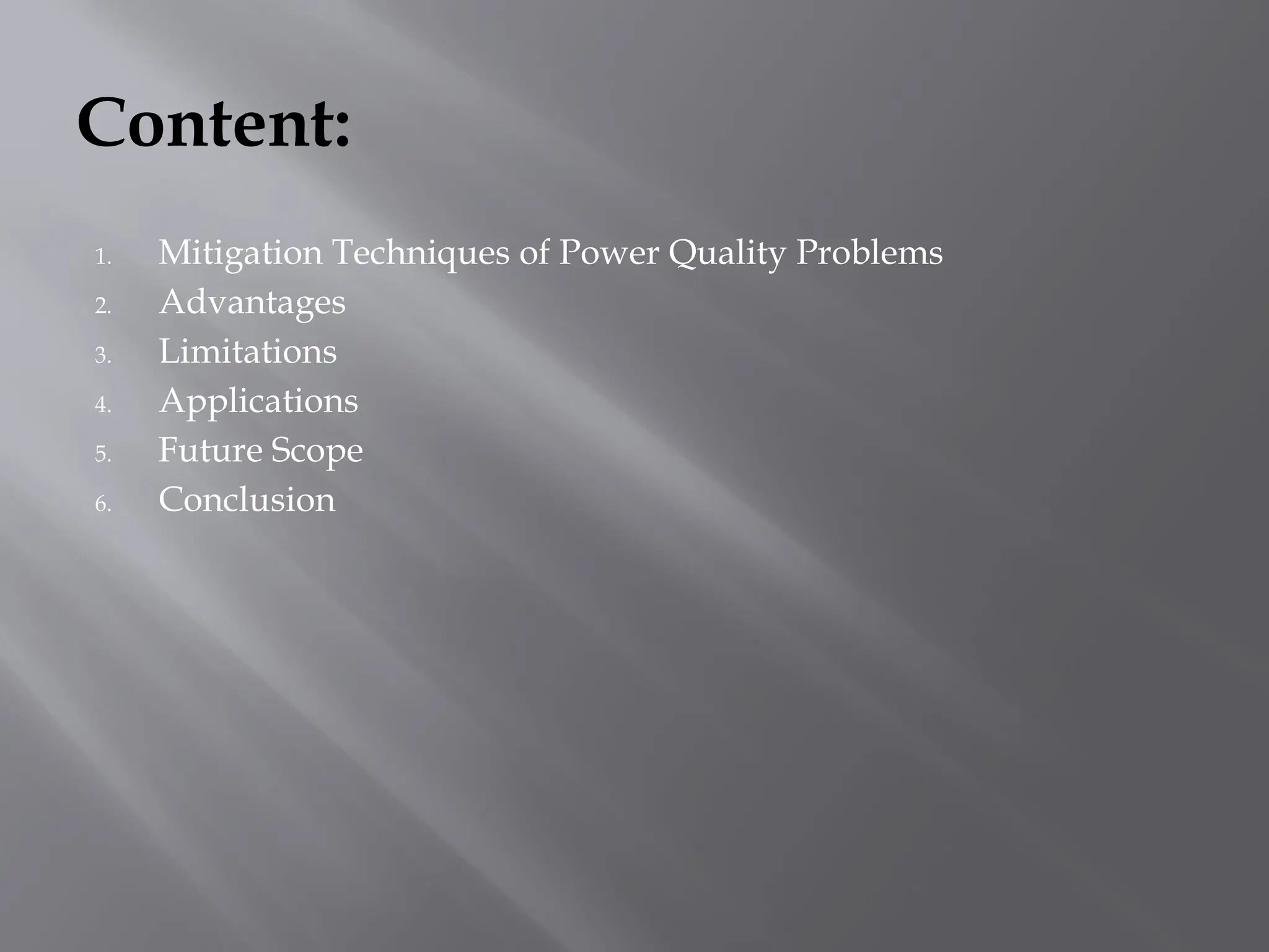 Mitigation Techniques for Power Quality Improvement | PPTX