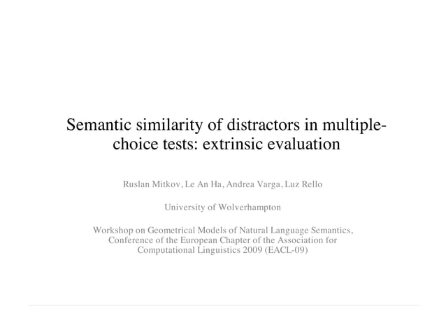 Semantic similarity of distractors in multiple- choice tests: extrinsic ...